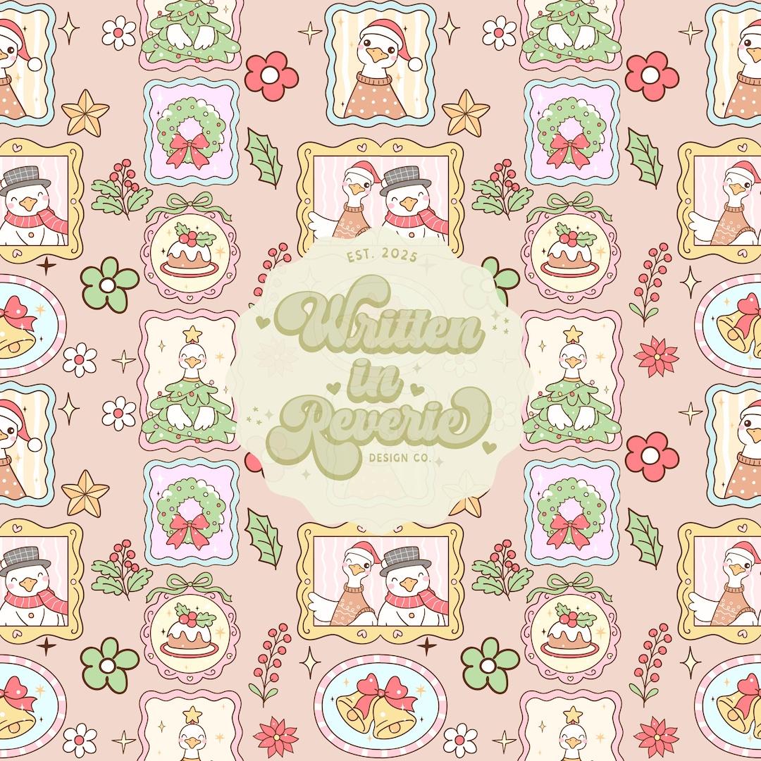 Silly Goose Frames Christmas Seamless Pattern | Digital Paper (digital ...