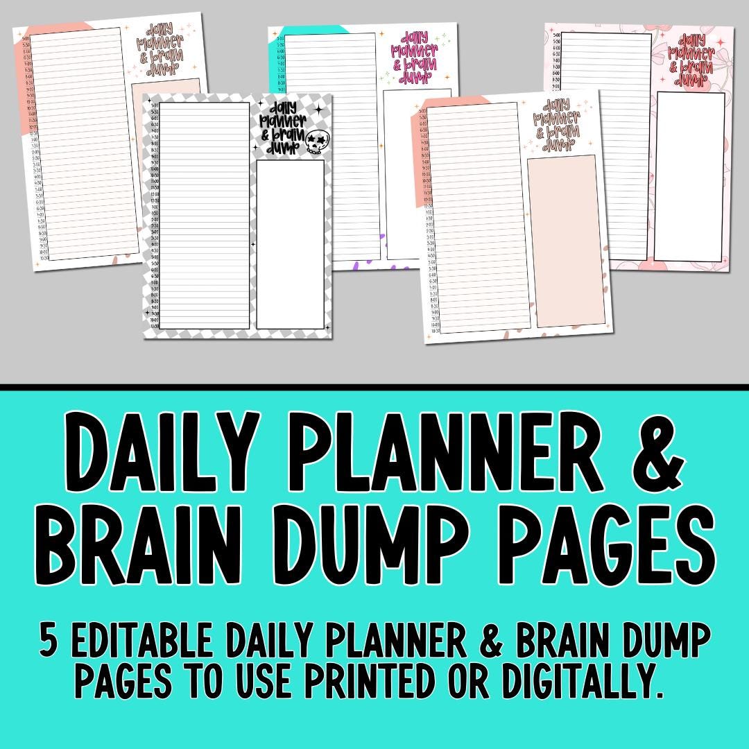 Brain Dump Daily Planner Pages | Digital Download | 5 Unique Pages - Etsy