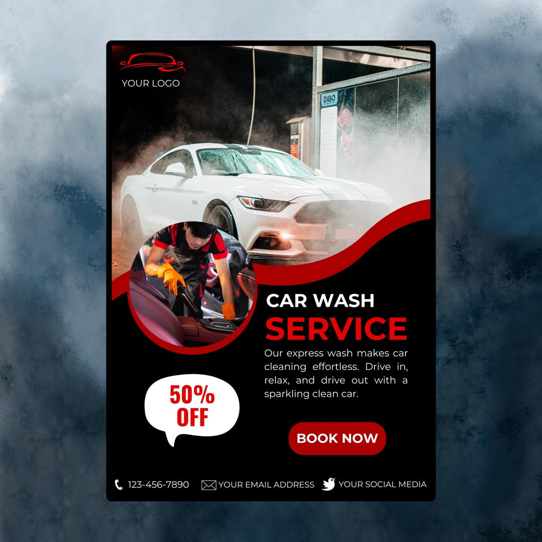Car Wash Flyer Template | Editable Digital Download | Auto Detailing Marketing - Etsy