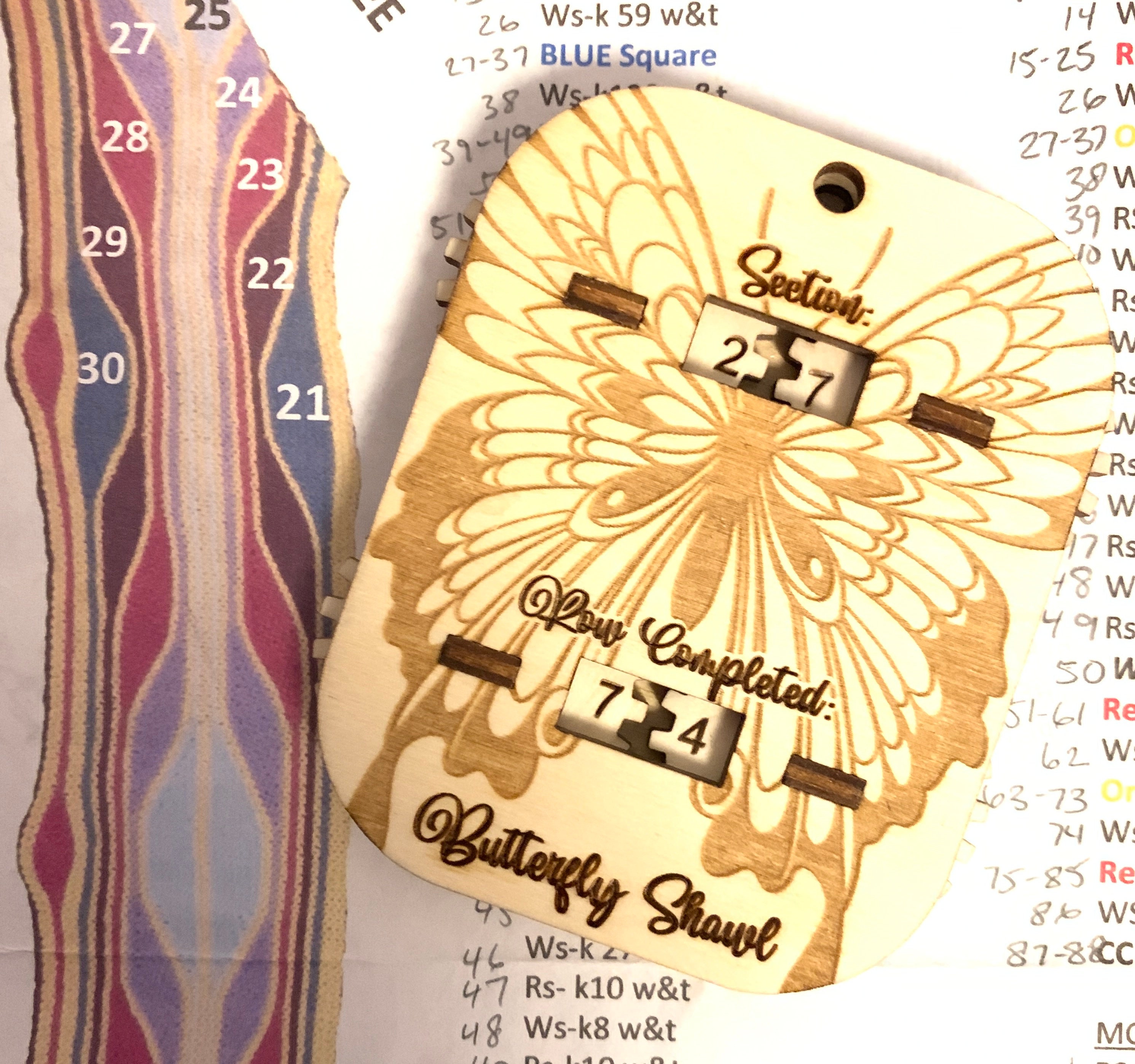 Butterfly Papillon Knitting Pattern Section and Row Counter Tool ...