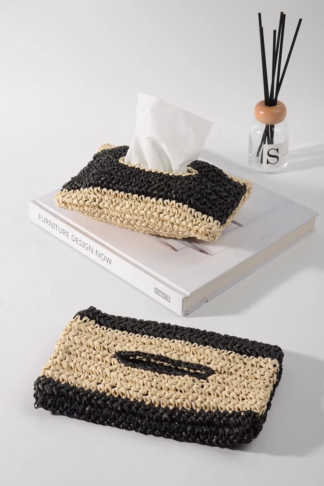 Handwoven Raffia Tissue Box Cover – Natural Straw Paper Napkin Holder ...
