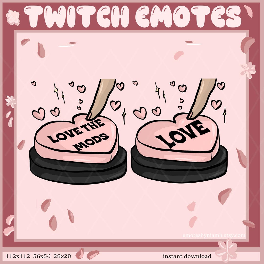 Love the Mods Twitch Emote – Funny Button Press Emote for Streamers ...