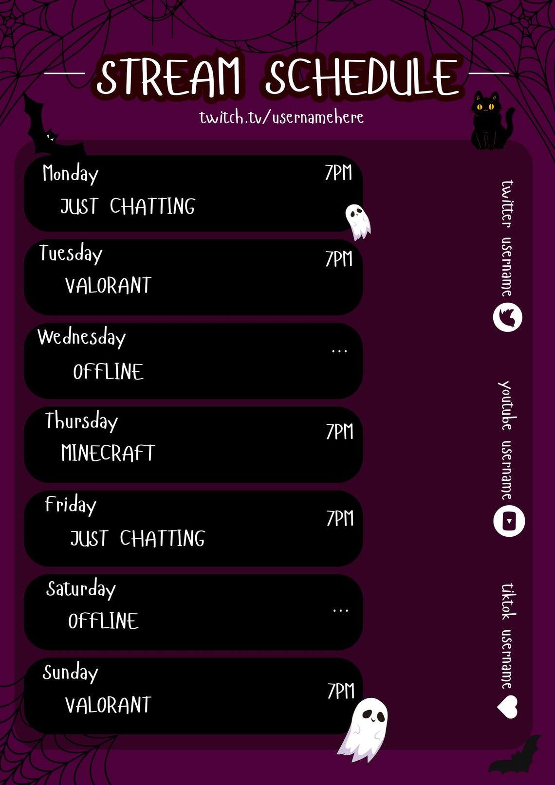 Spooky Halloween Twitch Stream Schedule Template (digital Download) - Etsy