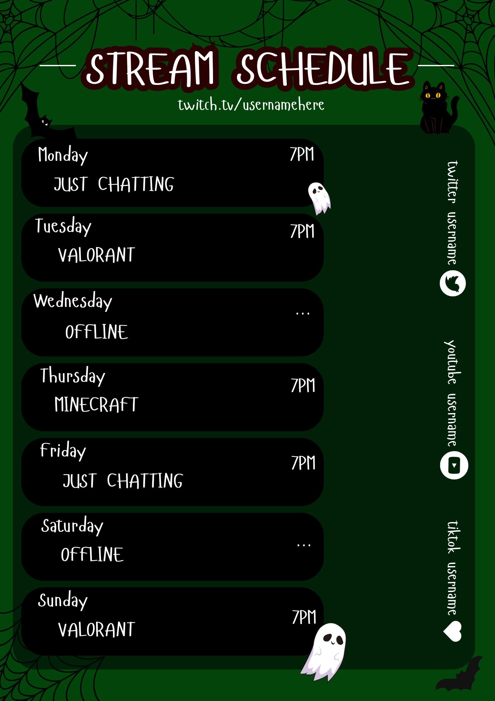 Spooky Halloween Twitch Stream Schedule Template (digital Download) - Etsy