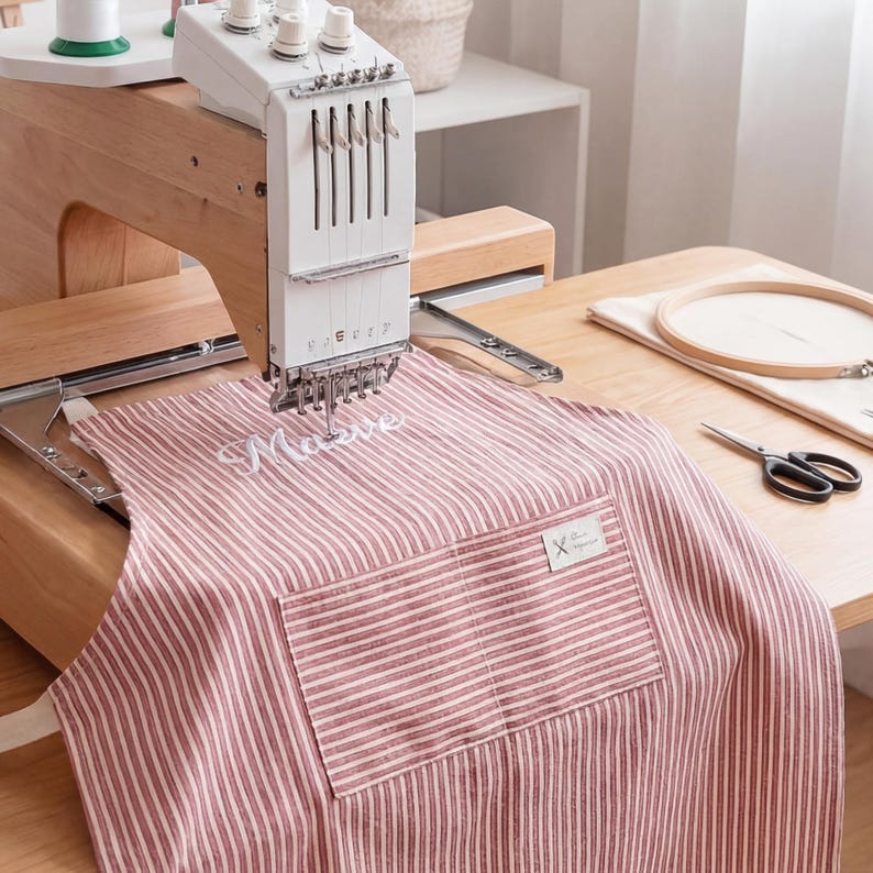 Personalized Apron for Women, Custom Striped Apron With Pockets ...