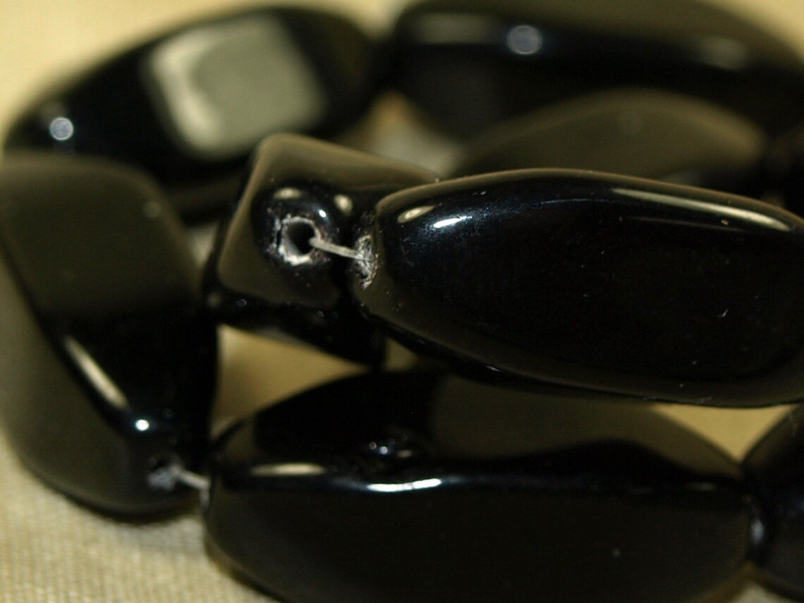 Strand of Large, Vintage Czech-made Jet Glass Beads - Etsy