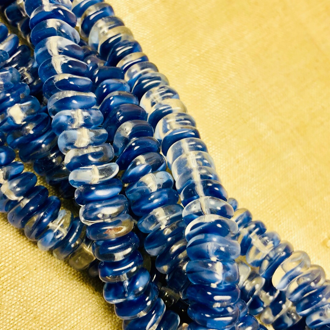 Vintage Navy & Clear Glass Wavy Discs - Etsy