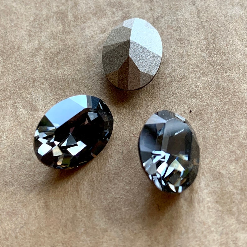 Swarovski Crystal Silver Night Oval Stone - Etsy