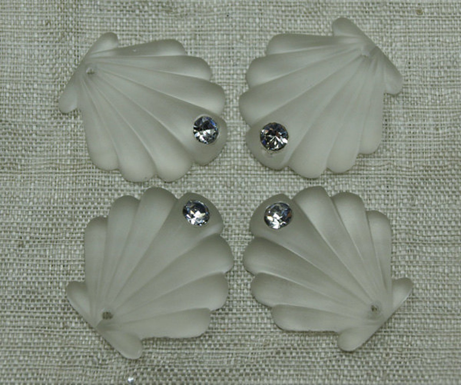 Set of 4 German Glass Crystal Matte Shell Drops with Crystal | Etsy