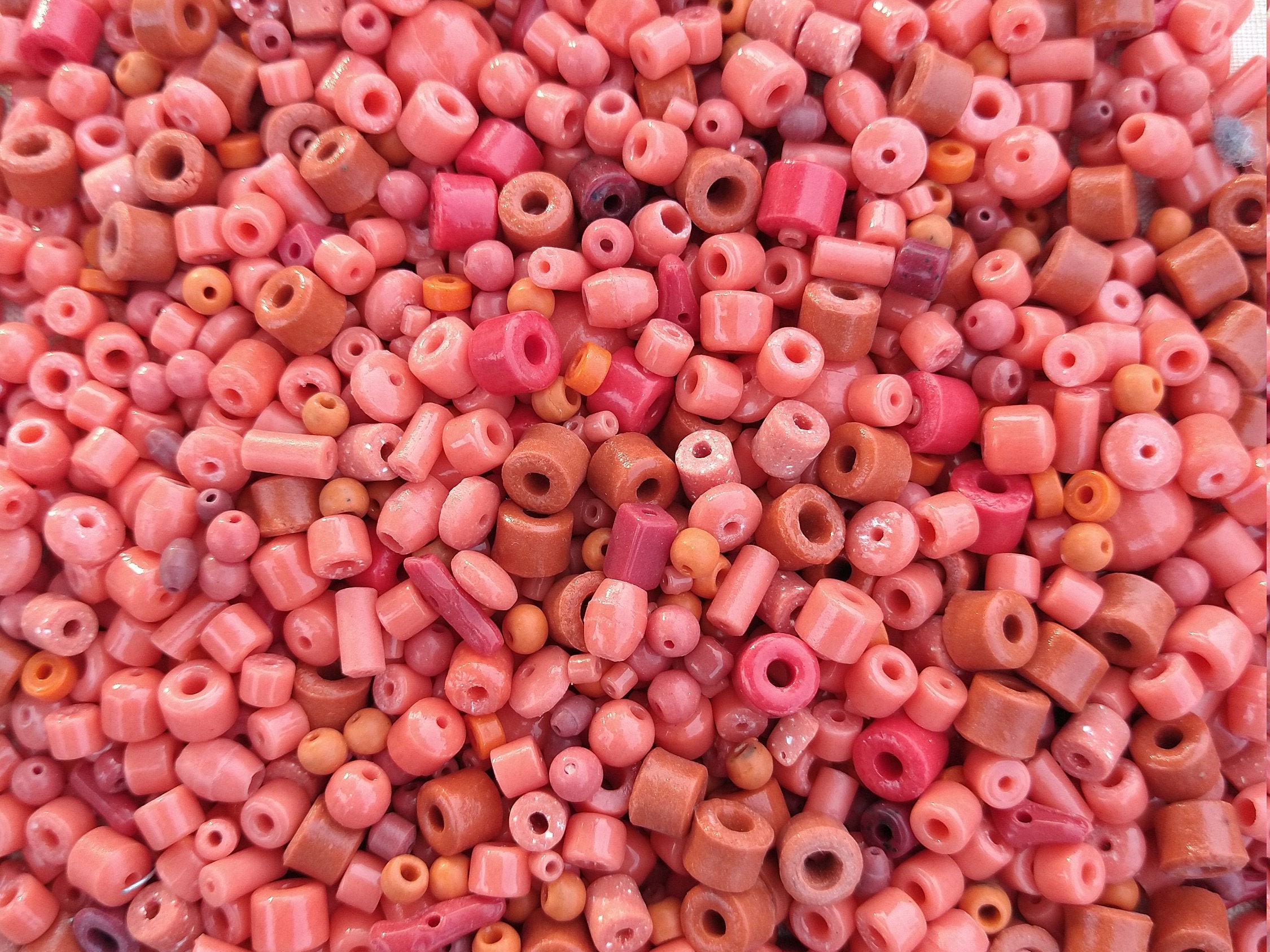 Mix of Coral and Orange Vintage Pressed Glass Prosser Beads - Etsy