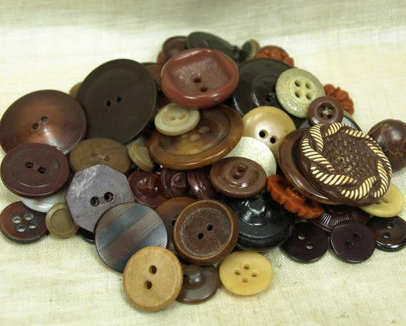 Buy Mixed Bag of Brown and Tan Vintage Buttons Online in India Etsy