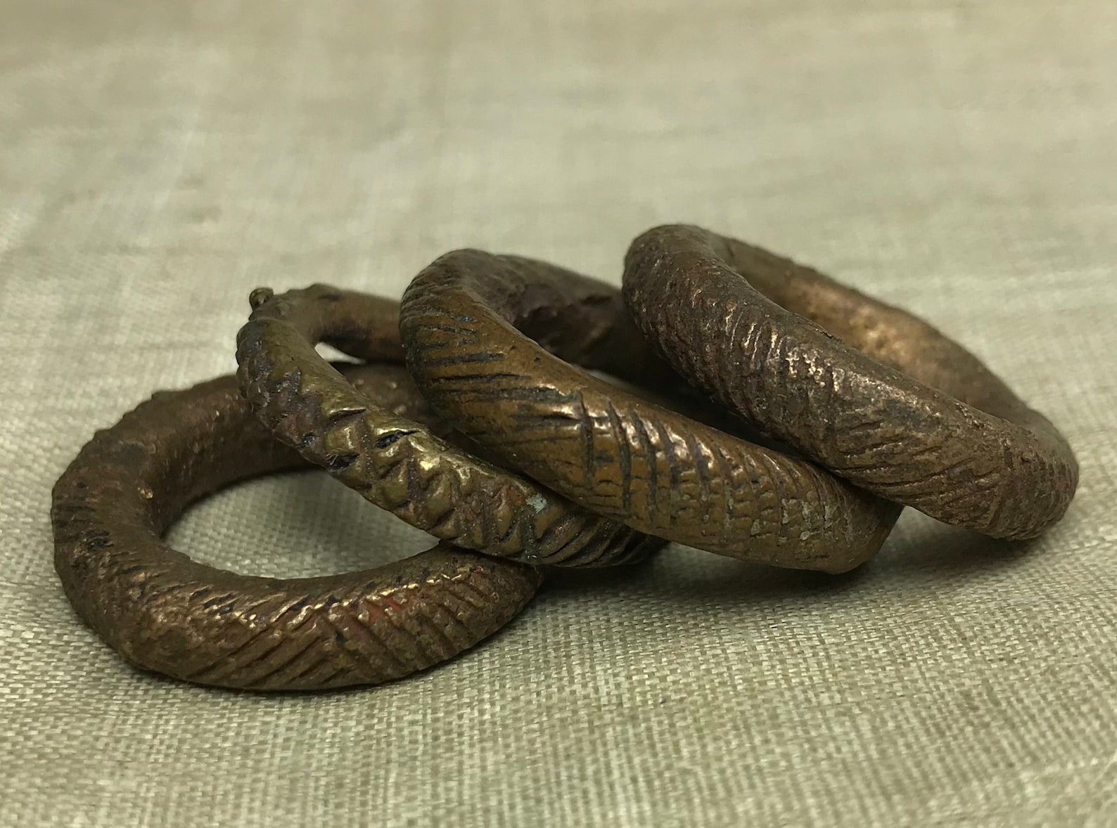 Set of 4 Antique Brass/bronze Nigerian Hair Rings MET1026_A - Etsy