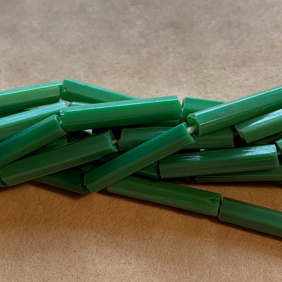 Bag of 24 Vintage Opaque Green Large Bugle Beads - Etsy