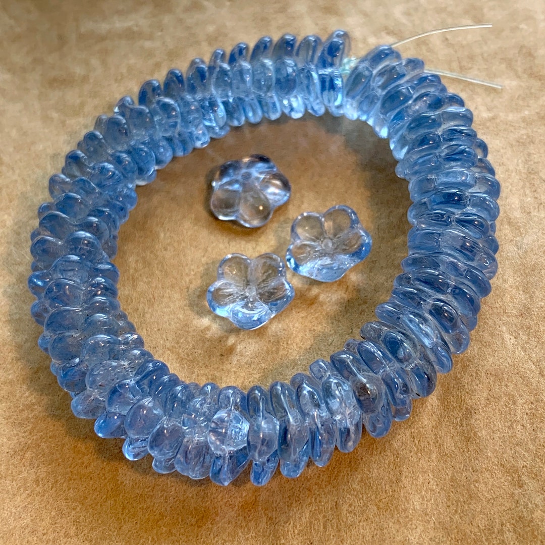 Vintage Pale Blue Glass Flowers - Etsy