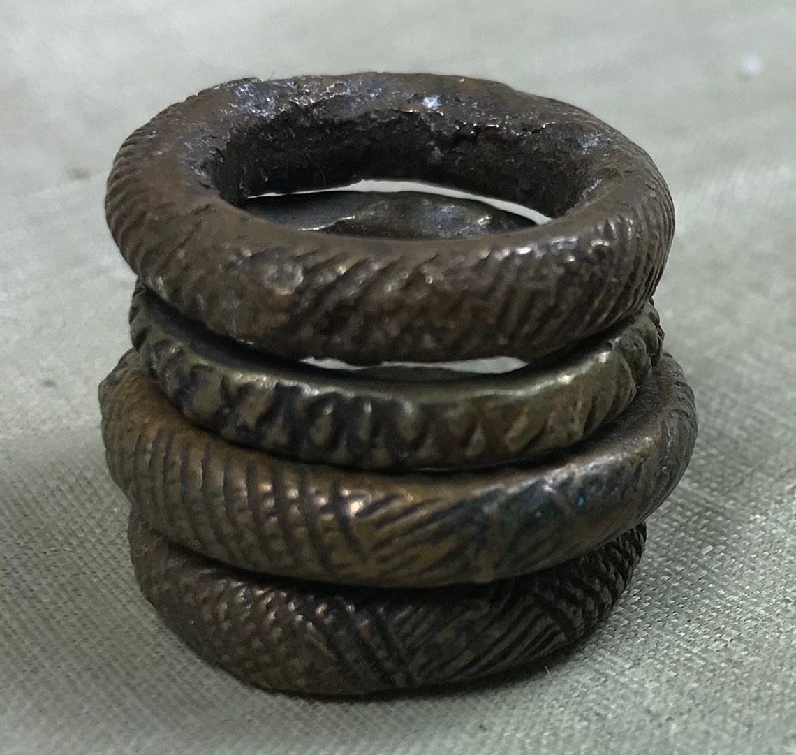 Set of 4 Antique Brass/bronze Nigerian Hair Rings MET1026_A - Etsy