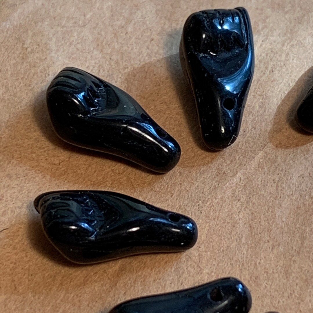 Vintage Black Glass Fist Bead Dangle - Etsy