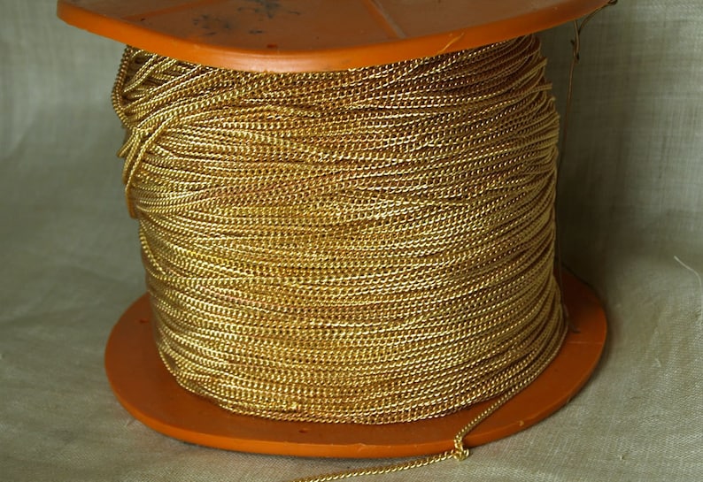 6ft of Vintage, Shiny Raw Brass Chain; Very Small, Flat 1.5mm Soldered ...