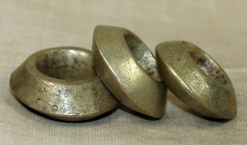 Three LARGE Heavy Solid Cast Brass Antique Hair Rings From | Etsy