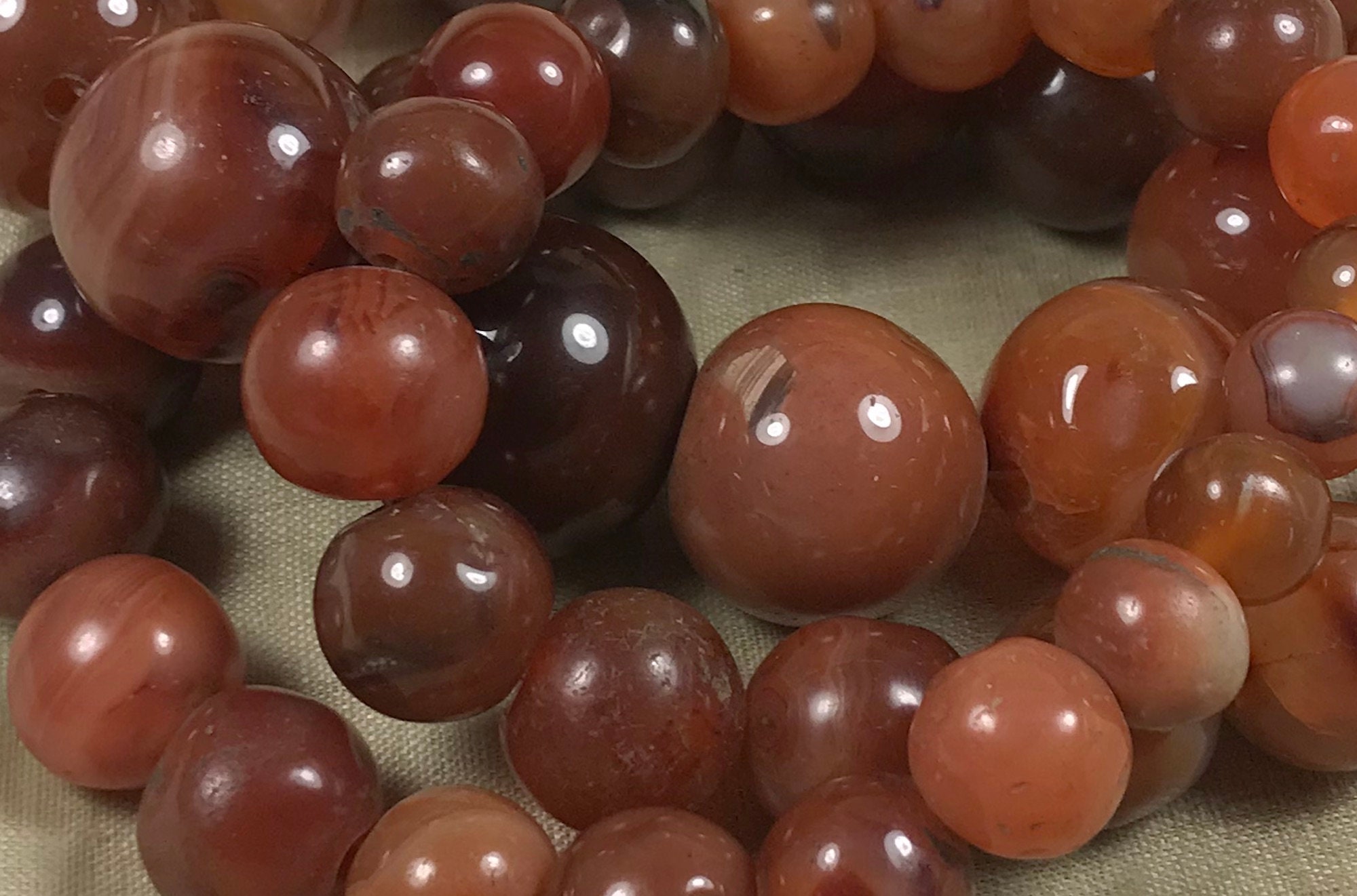 Graduated Strand of Carnelian Stone Beads, Antique - Etsy