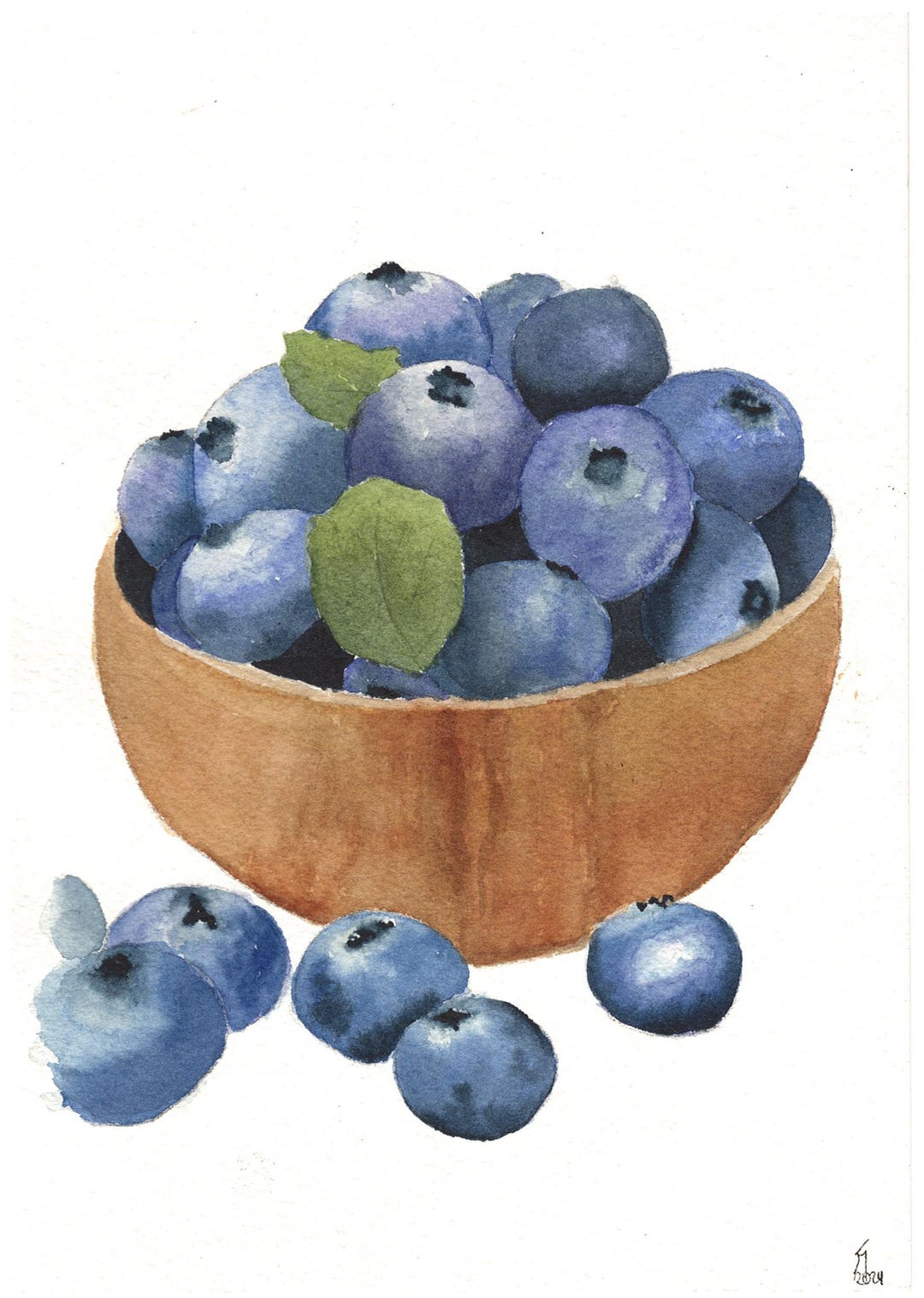 Blueberry Still Life Watercolor Painting Art - Etsy