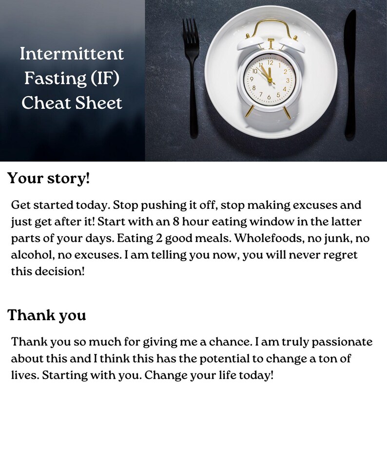 Intermittent Fasting (IF) Cheat Sheet - Etsy