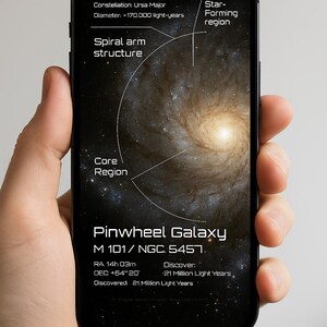 Pinwheel Galaxy Phone/tablet Wallpaper, M101 Infographic Space Art ...