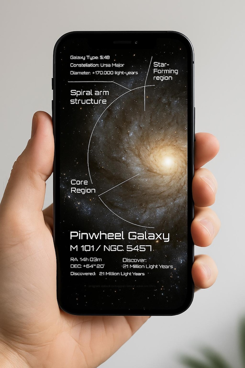 Pinwheel Galaxy Phone/tablet Wallpaper, M101 Infographic Space Art ...