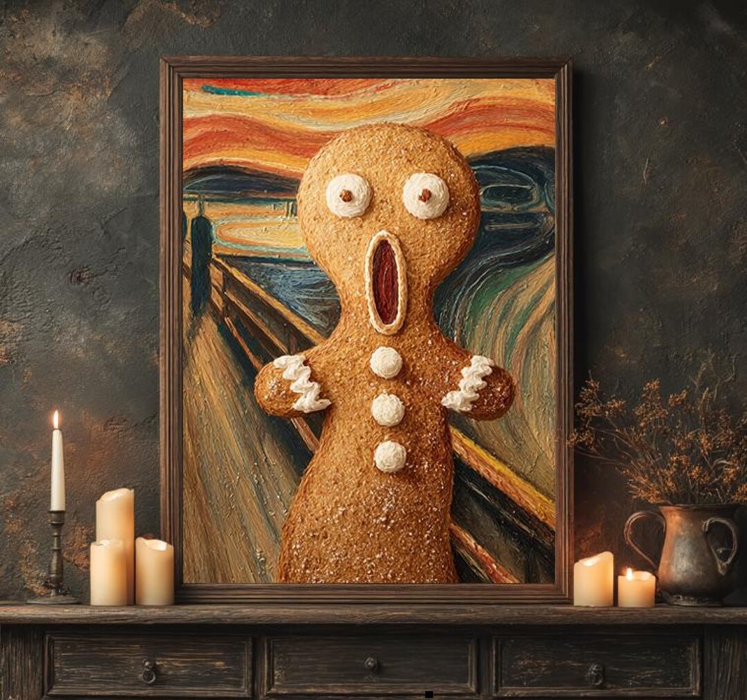 Edvard Munch Scream Gingerbread Man Print: Sarcastic Christmas PNG ...