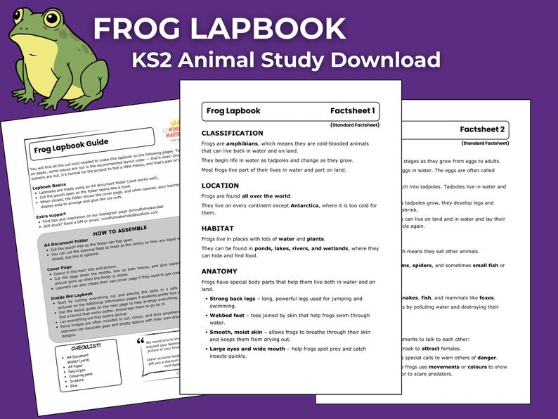 Frog Lapbook KS2 | Animal Study | Printable Lapbook | Easy-read ...