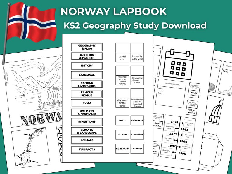 Norway Lapbook KS2 | Geography Study | Printable Lapbook | Easy-read ...