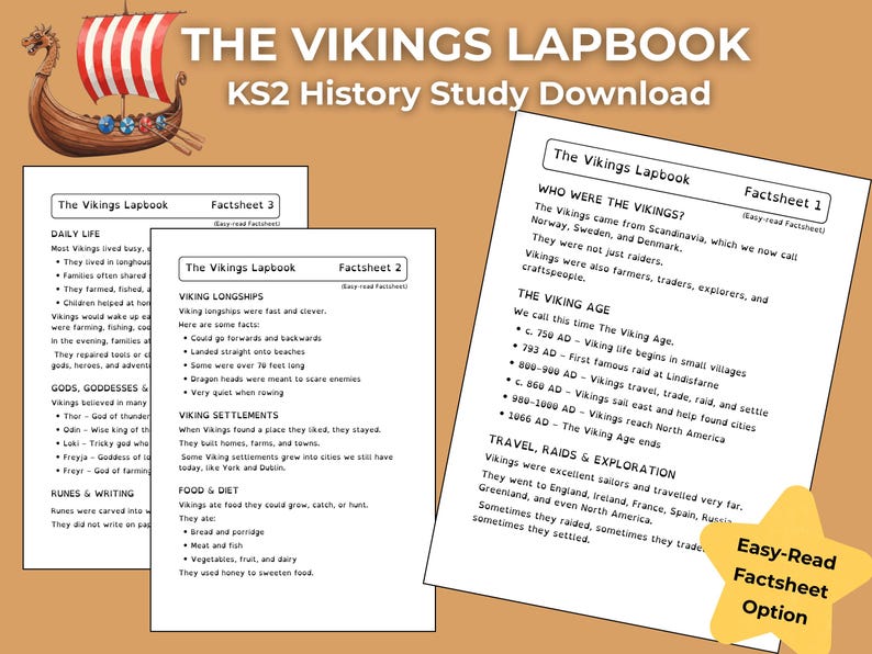 The Vikings Lapbook KS2 | History Study | Printable Lapbook | Easy-read ...