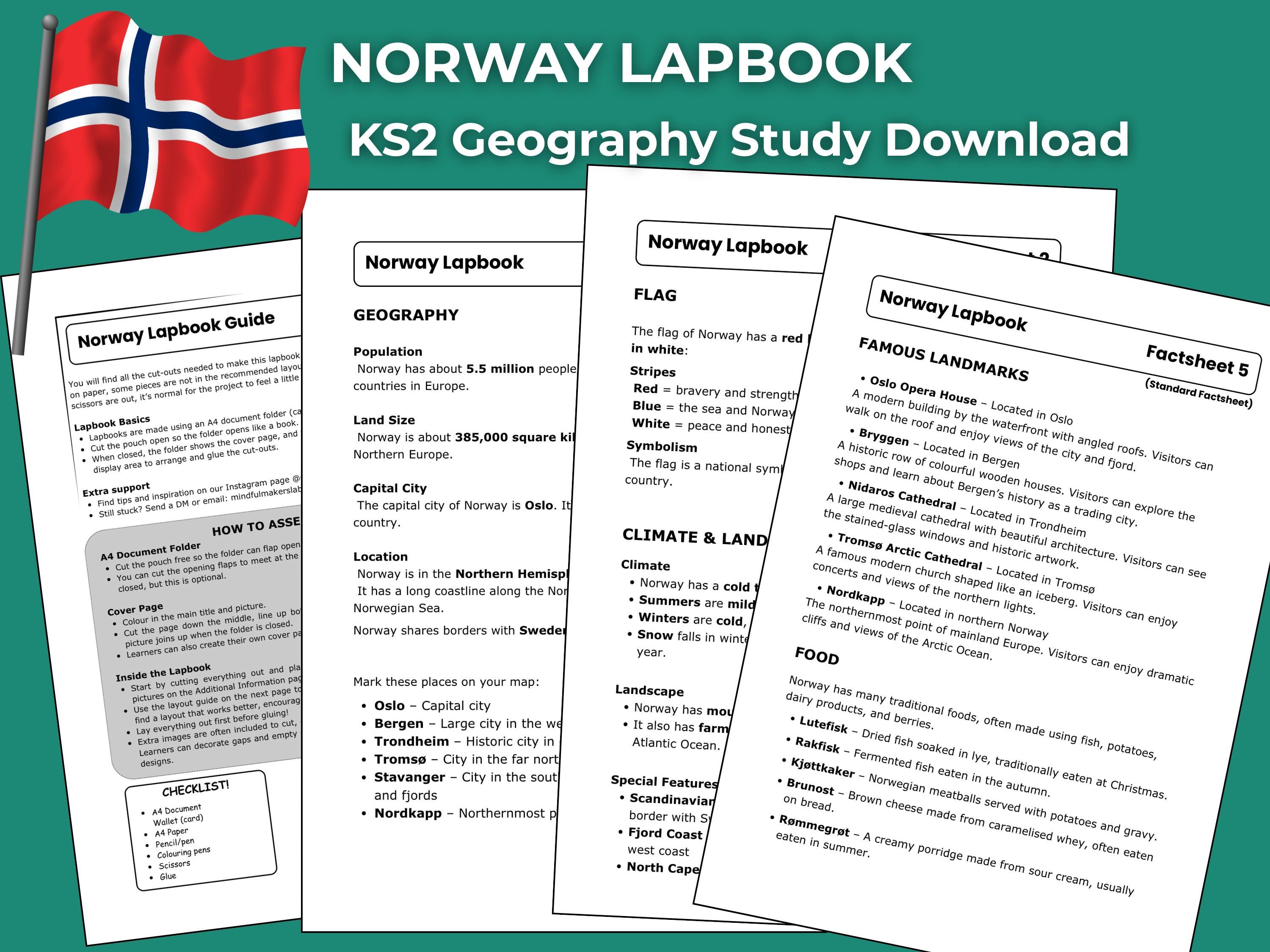 Norway Lapbook KS2 | Geography Study | Printable Lapbook | Easy-read ...