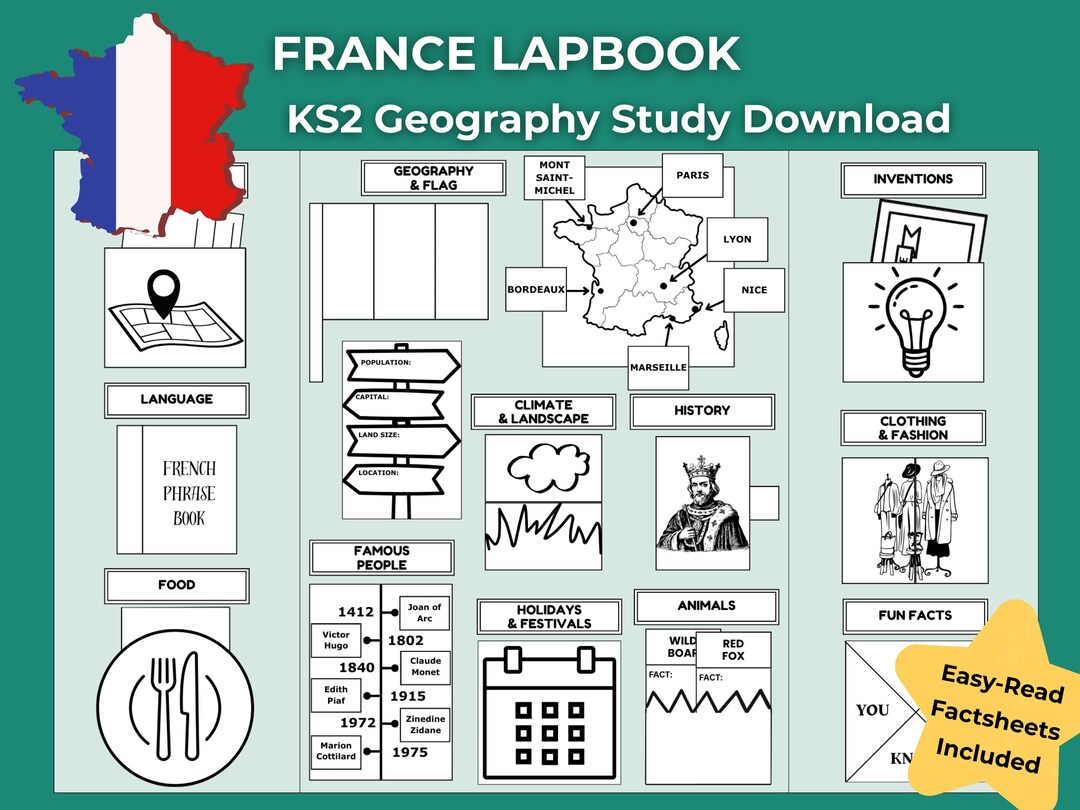 France Lapbook KS2 | Geography Study | Easy-read Factsheets | Digital ...