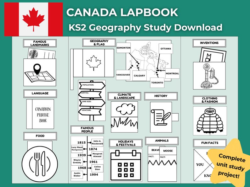 Canada Lapbook KS2 | Geography Study | Printable | Easy-read Factsheets ...