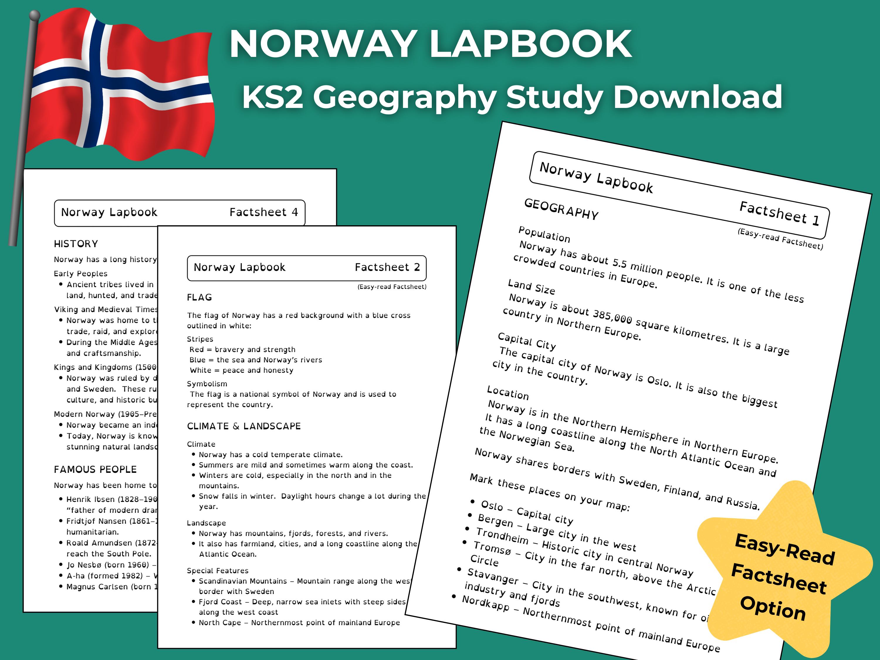 Norway Lapbook KS2 | Geography Study | Printable Lapbook | Easy-read ...