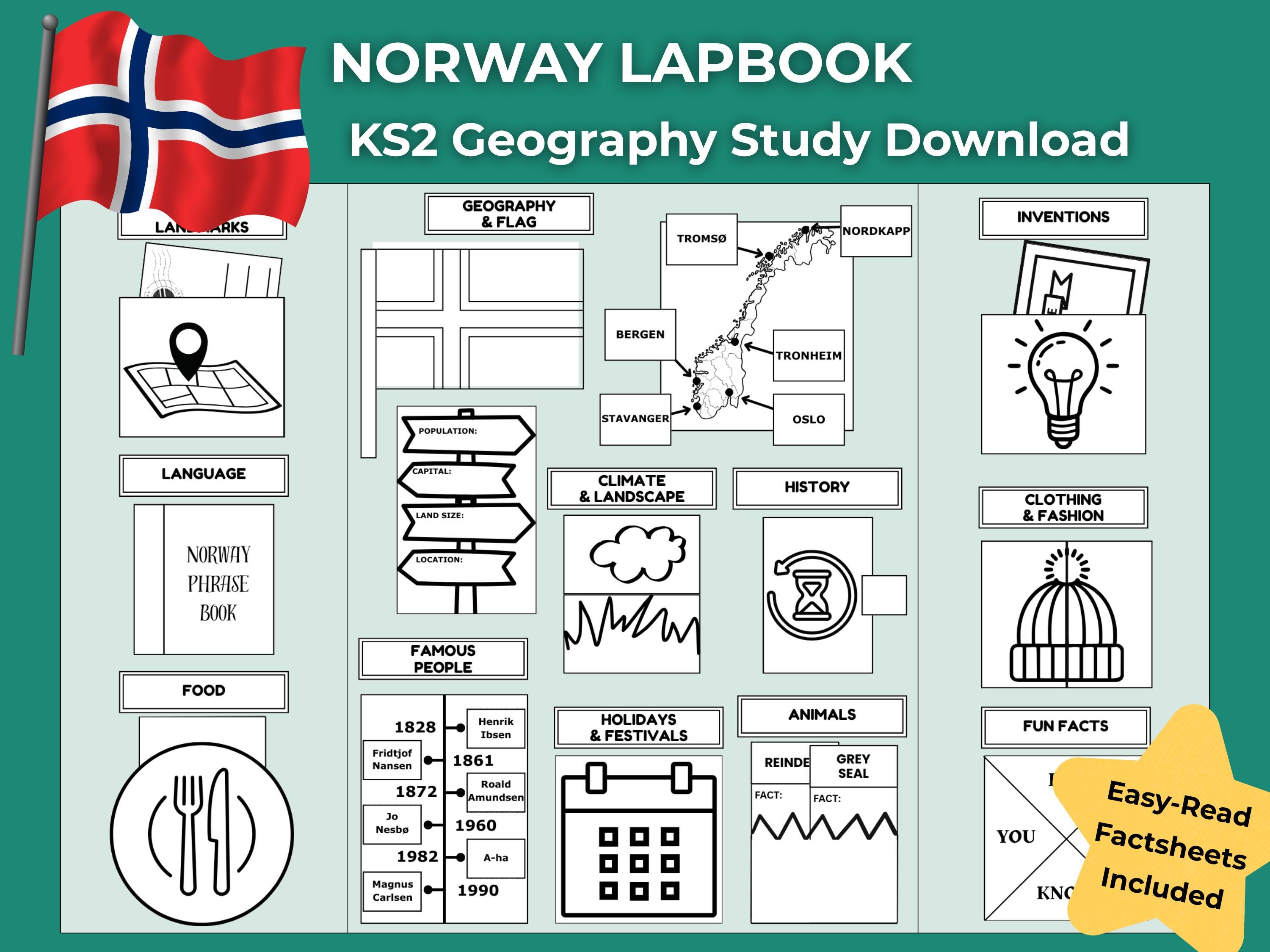 Norway Lapbook KS2 | Geography Study | Printable Lapbook | Easy-read ...