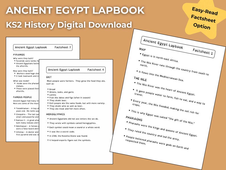 Ancient Egypt Lapbook KS2 | History Study | Printable Lapbook | Easy ...