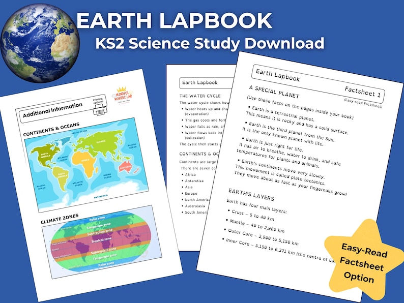 Earth Lapbook KS2 | Science Study | Printable Lapbook | Easy-read ...
