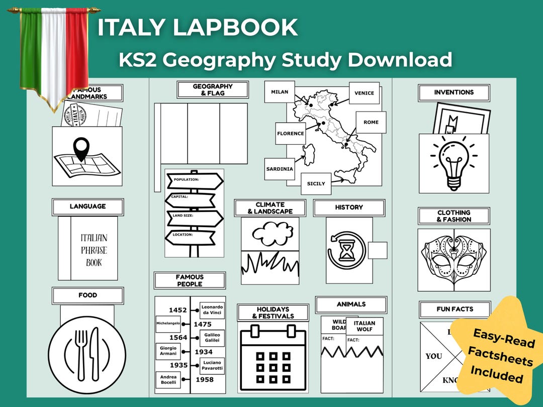 Italy Lapbook KS2 | Geography Study | Printable Lapbook | Easy-read ...