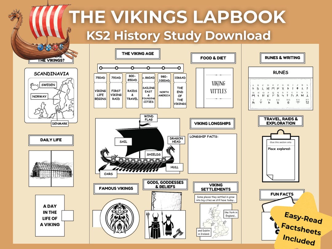 The Vikings Lapbook KS2 | History Study | Printable Lapbook | Easy-read ...