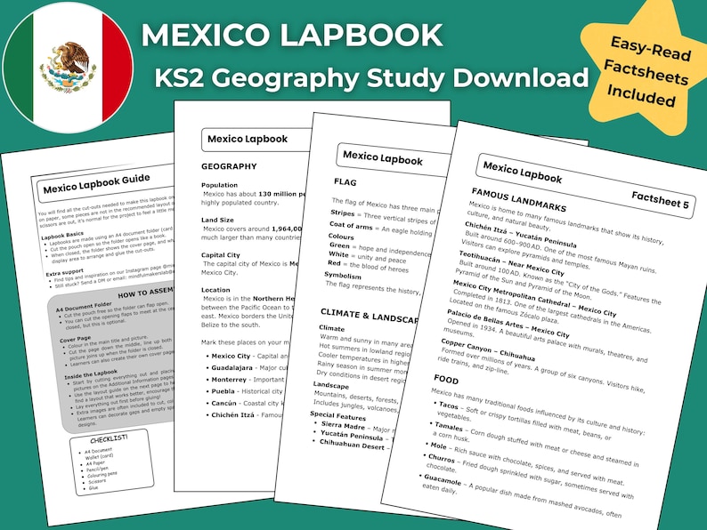 Mexico Lapbook KS2 | Geography Study | Easy-read Factsheets | Digital ...