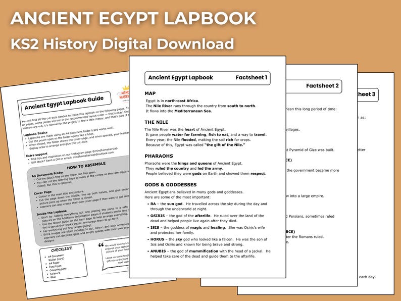 Ancient Egypt Lapbook KS2 | History Study | Printable Lapbook | Easy ...
