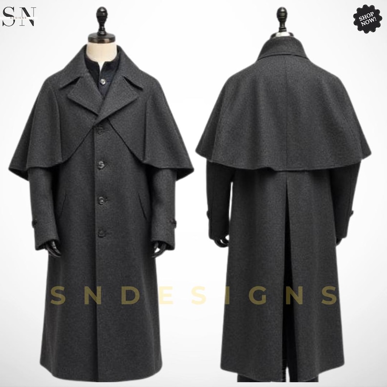 Men's Wool Blend Inverness Cloak: Victorian Steampunk Overcoat - Etsy