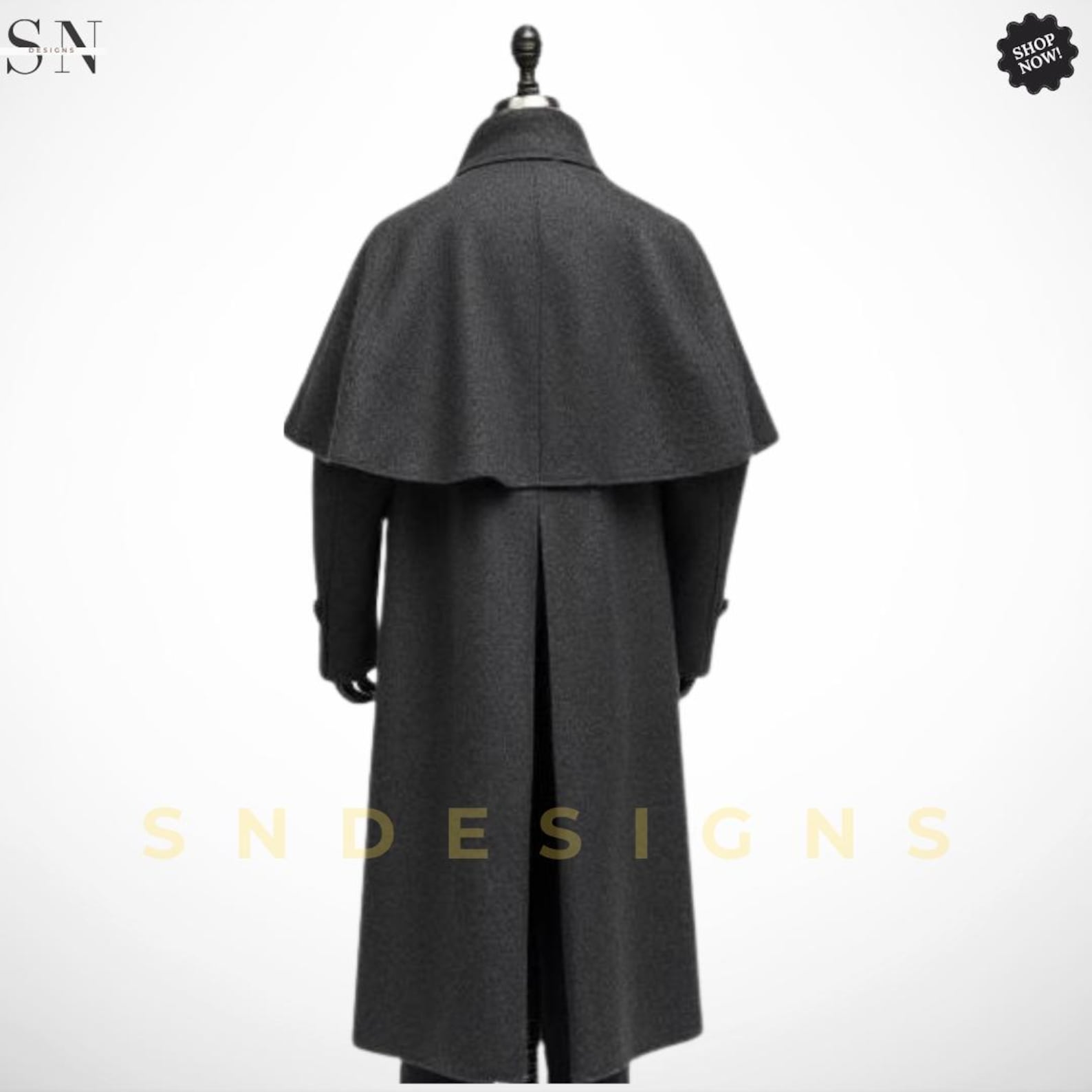 Men's Wool Blend Inverness Cloak: Victorian Steampunk Overcoat - Etsy