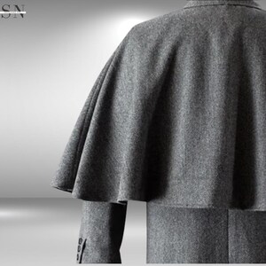 Men's Gray Wool Blend Inverness Cape Overcoat: Custom Winter Coat - Etsy