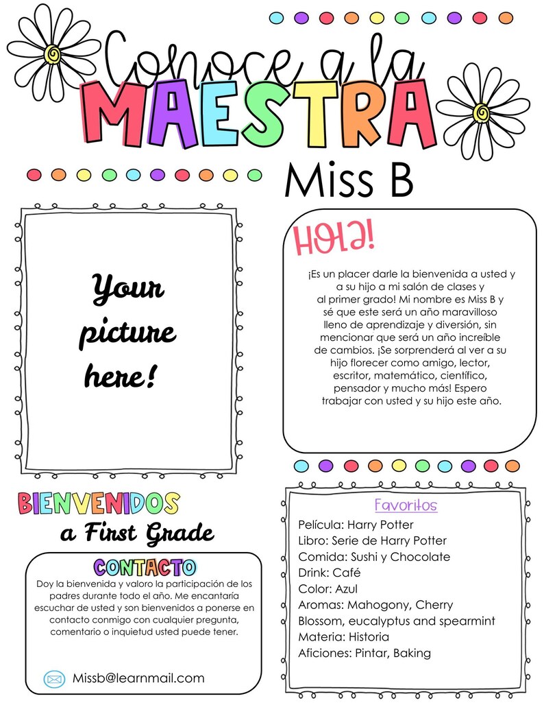 Meet the Teacher Handout - Etsy