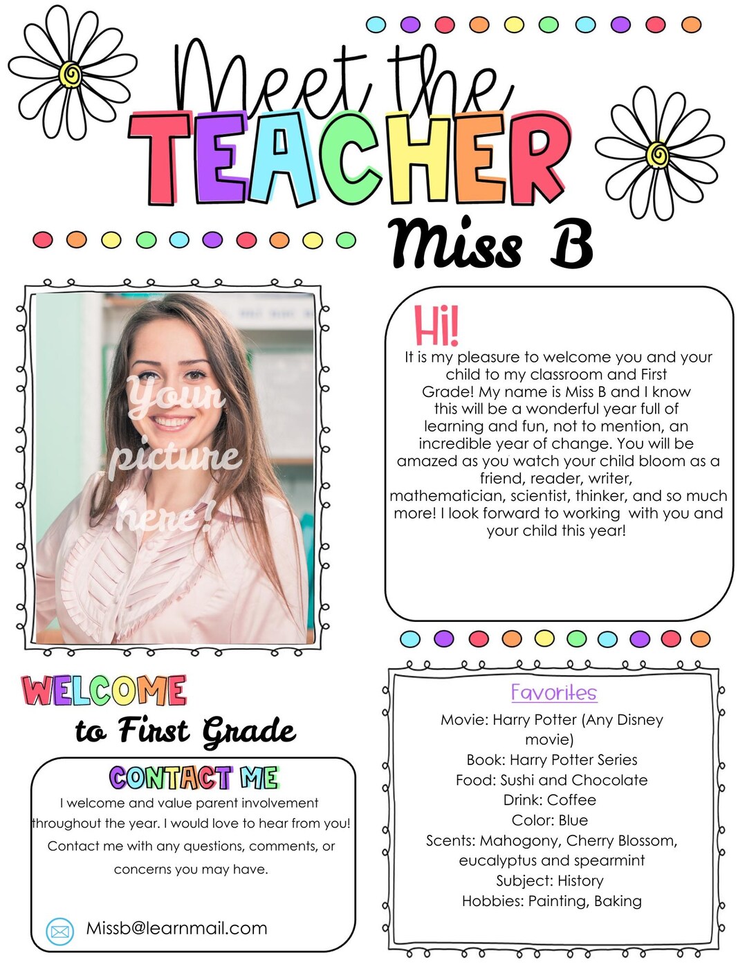 Meet the Teacher Handout - Etsy