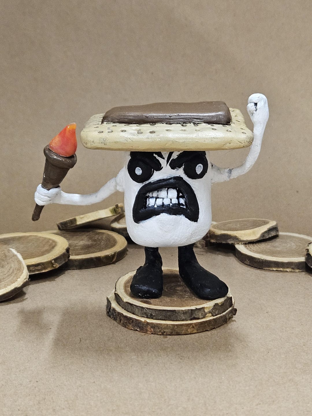 Angry Marshmallow | No S'more | Funny Food Figurine | Polymer Clay ...