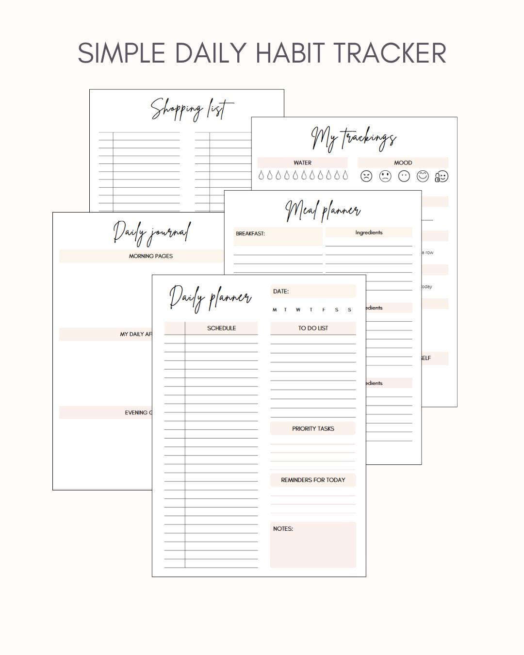 Digital Daily Planner, Printable Daily Planner Template in PDF, Undated ...