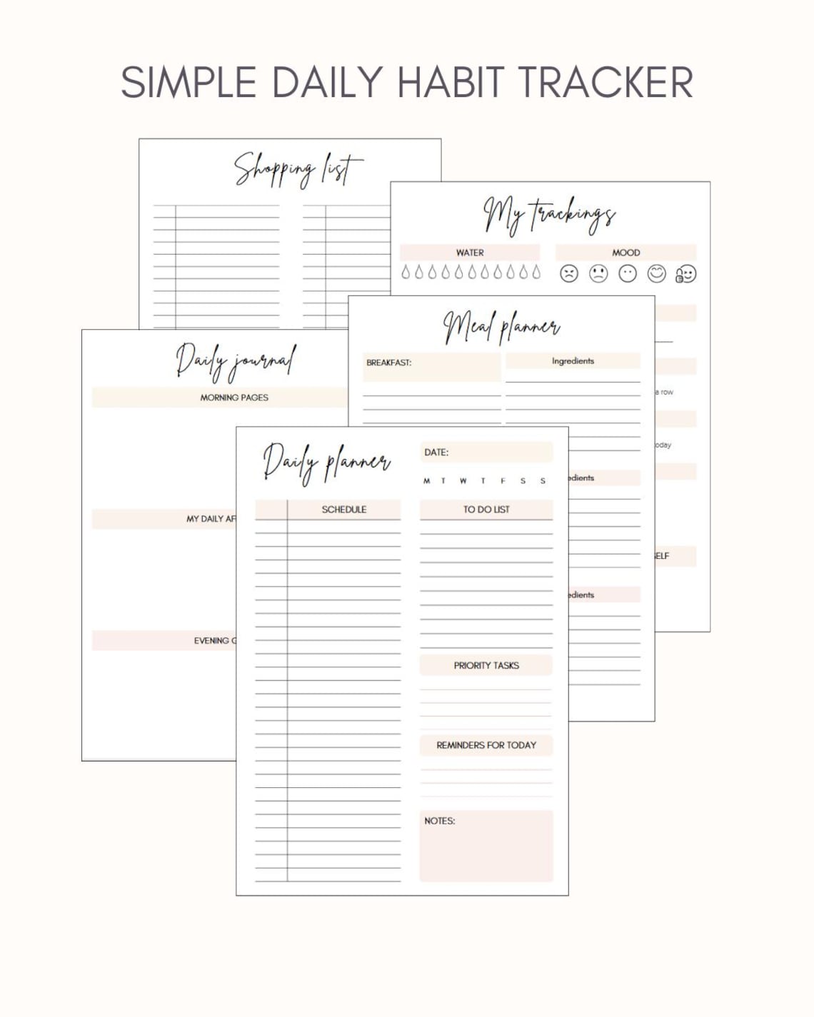 Digital Daily Planner, Printable Daily Planner Template in PDF, Undated ...